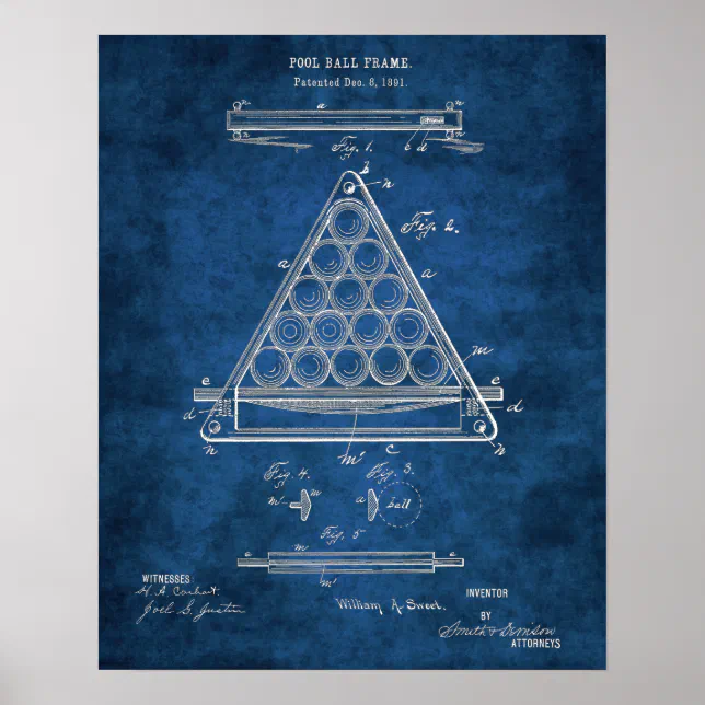 Billiard Ball Frame Patent no. 3 Pool Room Decor | Zazzle