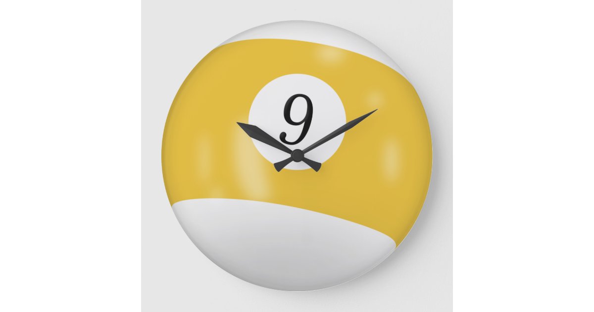 Billiard Ball Number 9 Large Clock | Zazzle