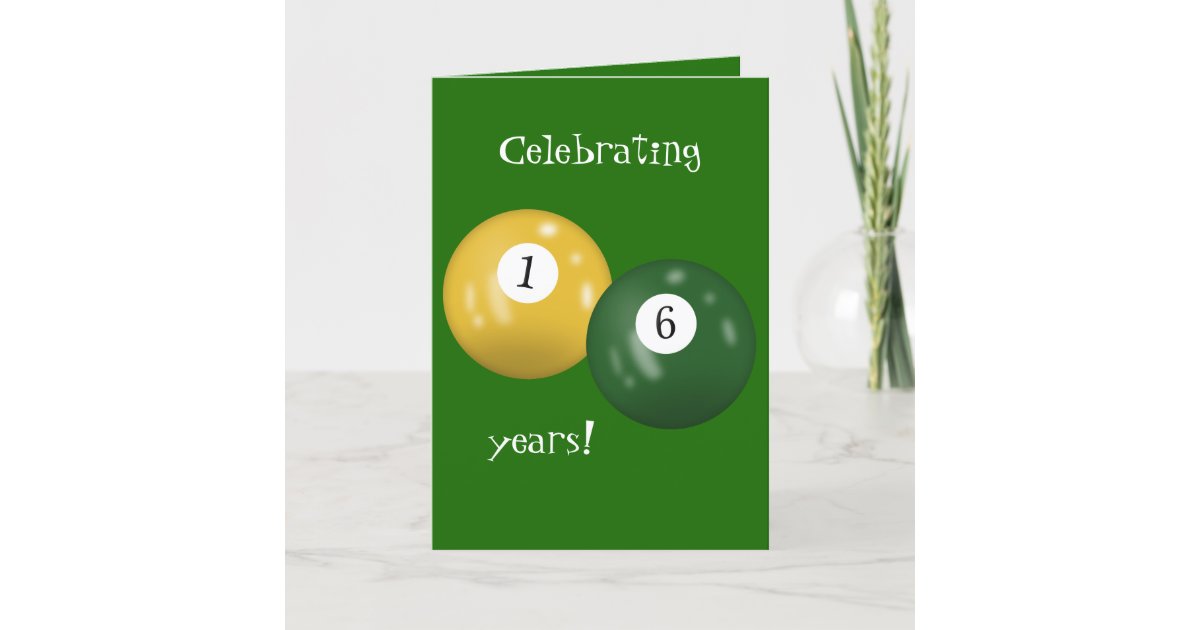 Billiard Balls 16th birthday Card | Zazzle