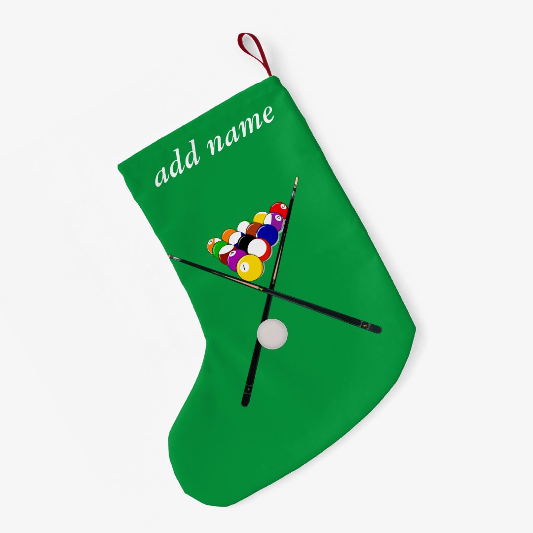 Billiard Balls and Pool Cues Small Christmas Stocking | Zazzle