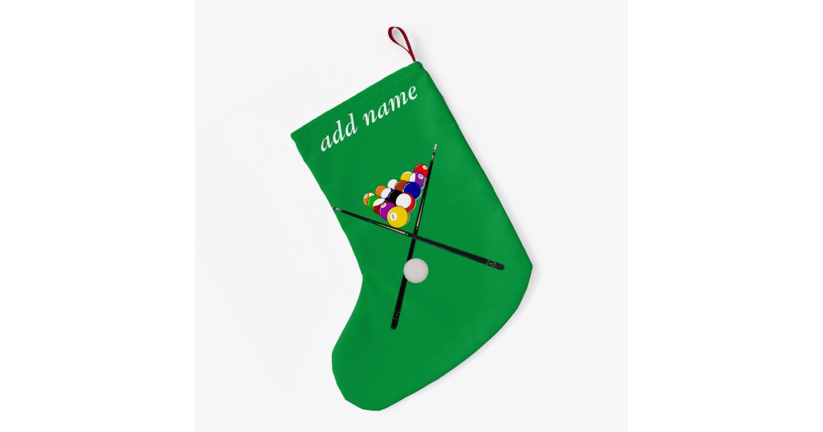Billiard Balls and Pool Cues Small Christmas Stocking | Zazzle
