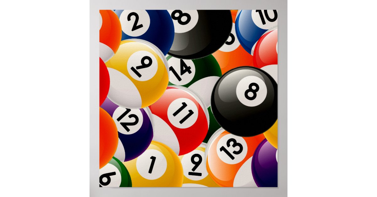 Billiard Balls Collage Poster | Zazzle
