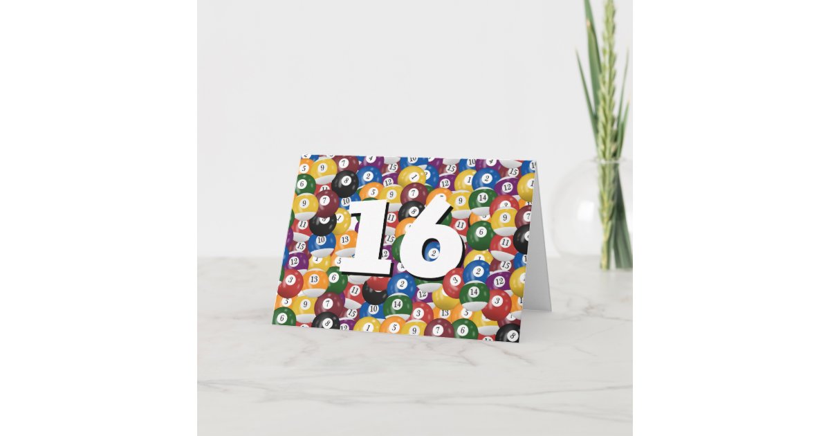 Billiard Balls For 16th Birthday Card | Zazzle