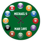 Billiard Balls Personalized Wall Clock | Zazzle.com