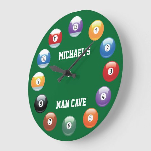 Billiard Balls Personalized Wall Clock | Zazzle