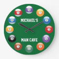 Billiard Balls Personalized Wall Clock | Zazzle