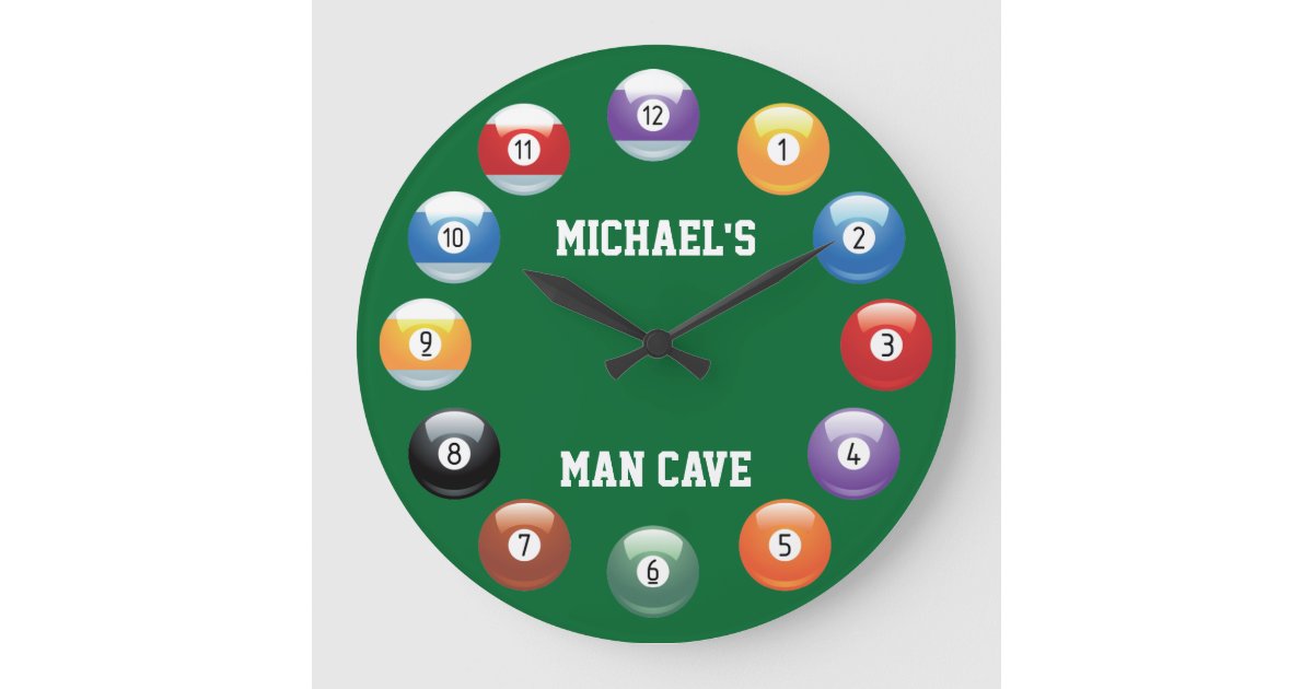 Billiard Balls Personalized Wall Clock | Zazzle