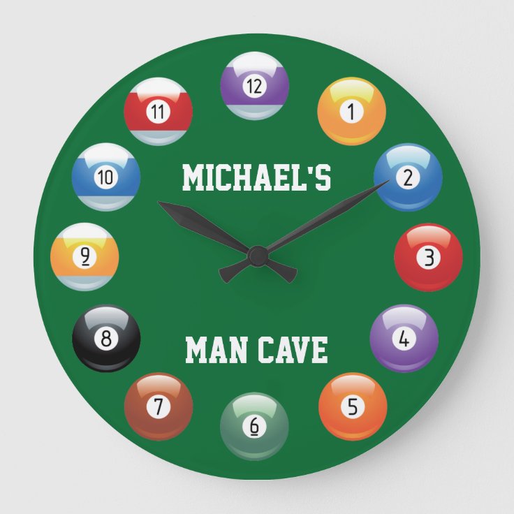 Billiard Balls Personalized Wall Clock | Zazzle