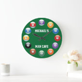 Billiard Balls Personalized Wall Clock | Zazzle