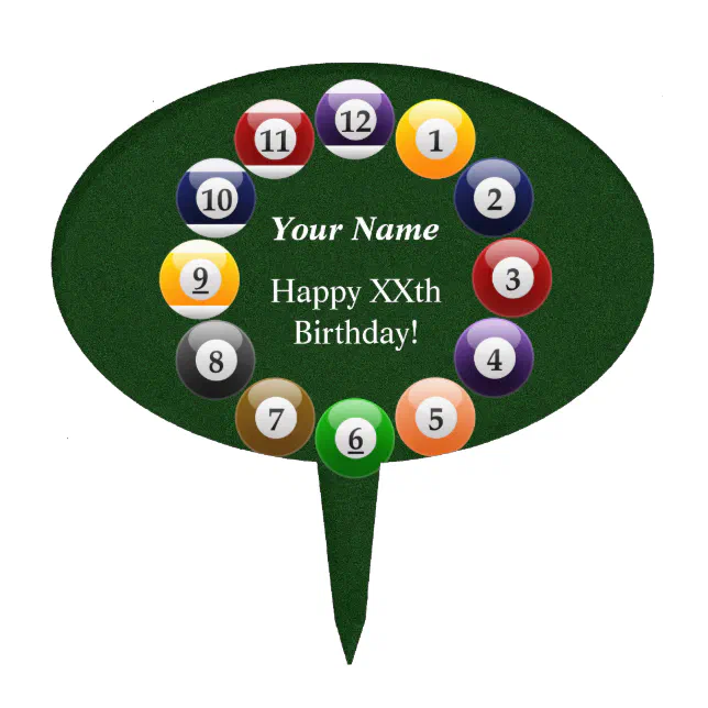 Billiard Balls Shiny Colorful Pool Snooker Sports Cake Topper | Zazzle