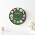 Billiard Balls Shiny Colorful Pool Snooker Sports Large Clock | Zazzle