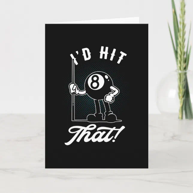 Billiard Cue Sports Funny 8-Ball Cartoon Pool Card | Zazzle
