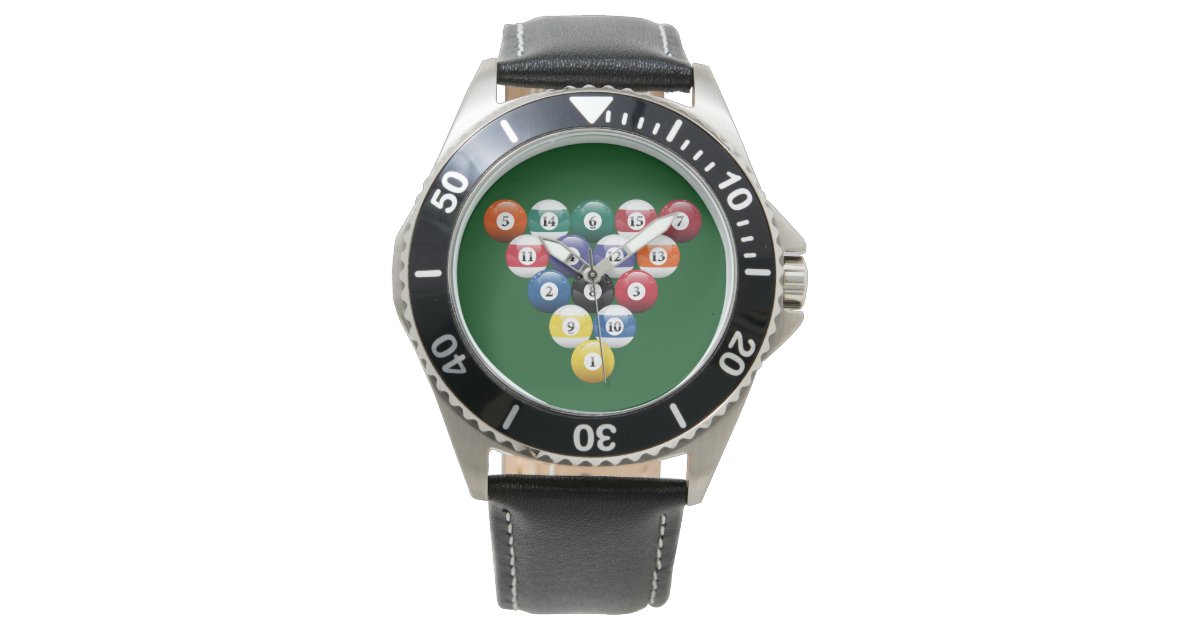 Billiard Pool Balls Racked Watch | Zazzle