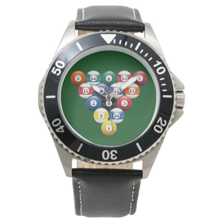 Billiard Pool Balls Racked Watch | Zazzle