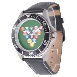 Billiard Pool Balls Racked Watch | Zazzle