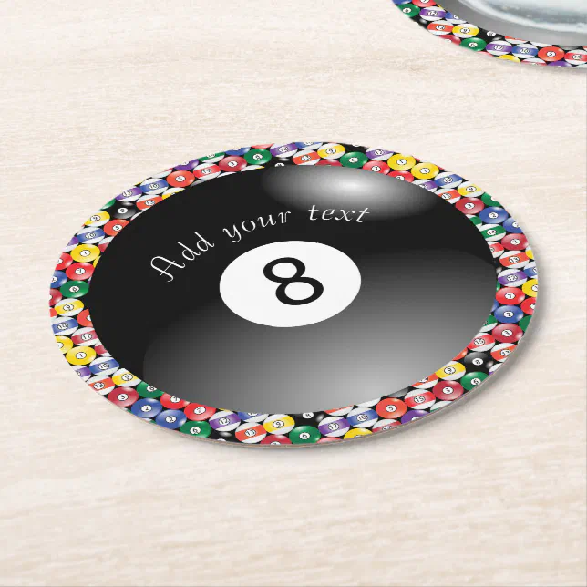 Billiard Pool Balls Solid Number Eight Round Paper Coaster | Zazzle