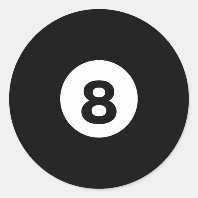 Billiard Solid Black Ball 8 Classic Round Sticker | Zazzle