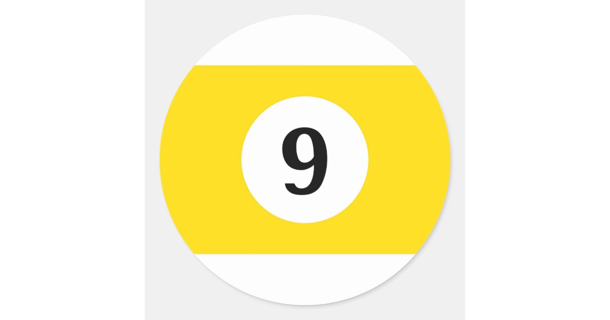 Billiard Stripes Yellow Ball 9 Classic Round Sticker | Zazzle