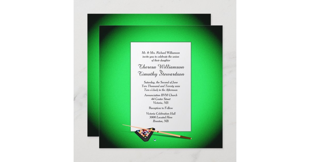 Billiard Theme Wedding Invitation | Zazzle