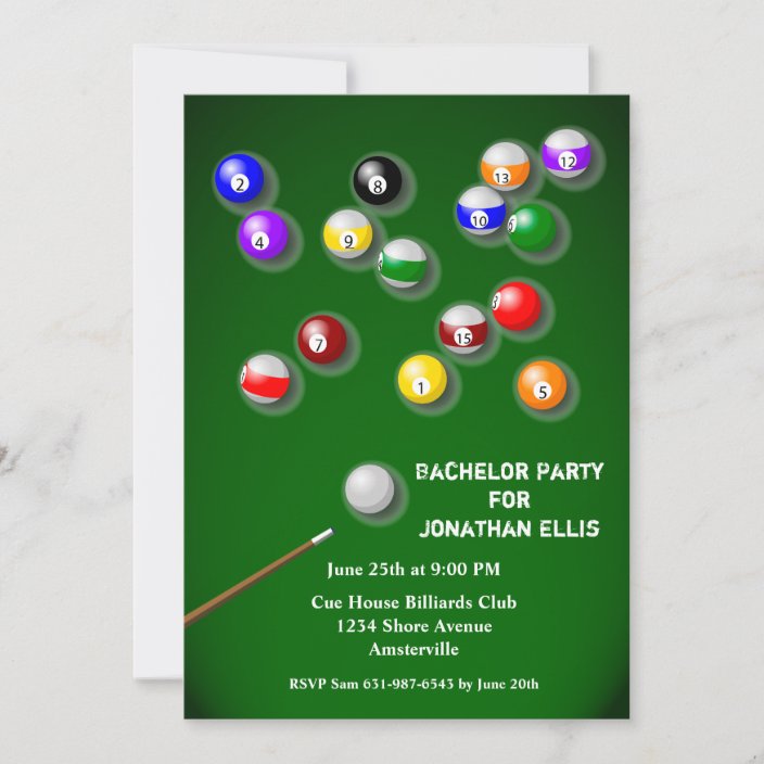 Billiards Bachelor Party Invitation | Zazzle.com