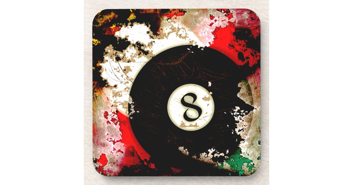 BILLIARDS BALL NUMBER 8 BEVERAGE COASTER | Zazzle