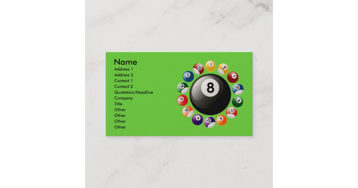 BILLIARDS BALLS BUSINESS CARDS | Zazzle