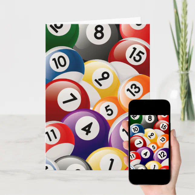 BILLIARDS BALLS COLLAGE CARD | Zazzle