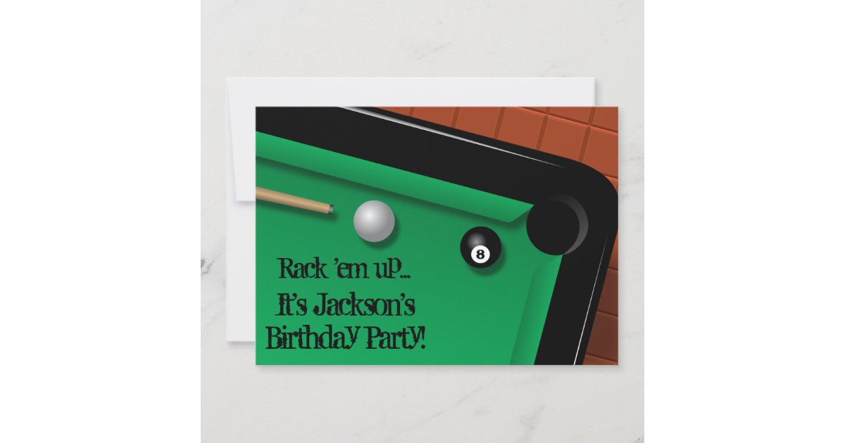 Billiards Birthday Party Invitation | Zazzle