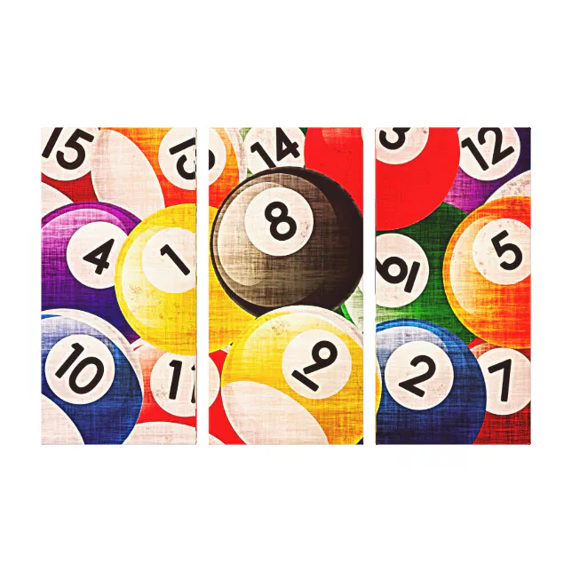 Billiards Collage Triptych Canvas Print | Zazzle