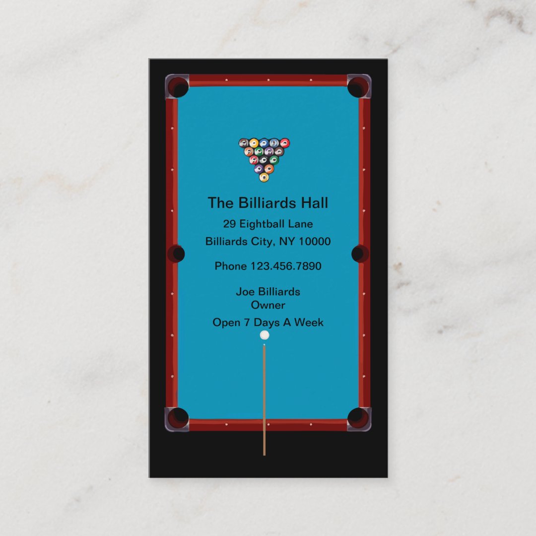 Billiards Hall And Sports Bar Business Card | Zazzle