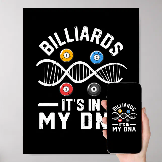 Billiards It's in my DNA Funny Pool Poster | Zazzle