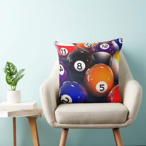 Billiards Pool Balls Square Throw Pillow | Zazzle