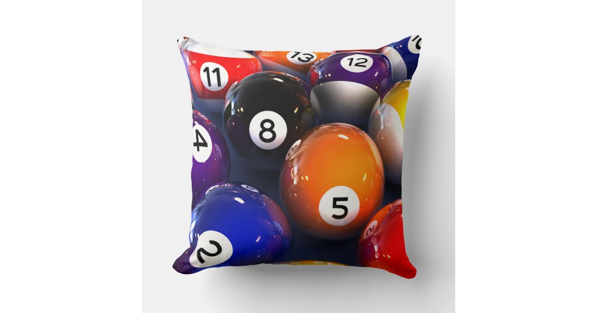 Billiards Pool Balls Square Throw Pillow | Zazzle
