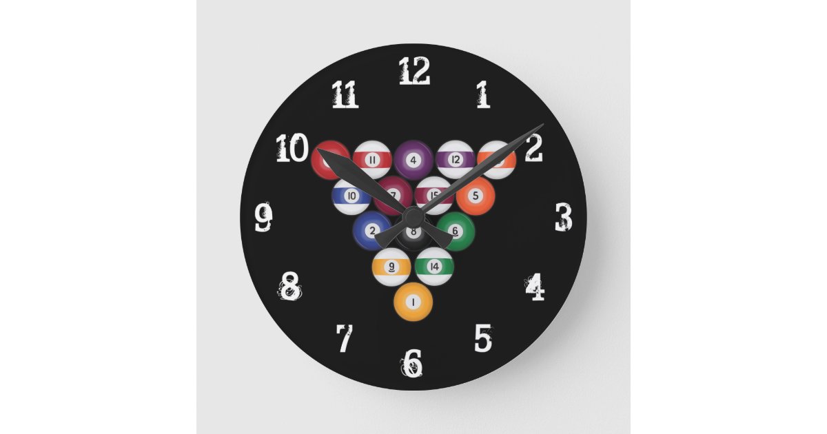 Billiards / Pool Balls: Wall Clock | Zazzle