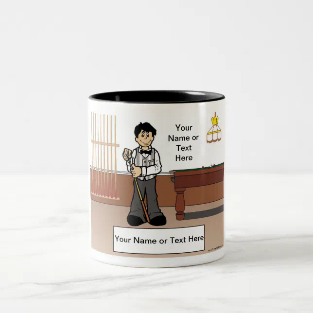 Billiards, Pool Player - Male Cartoon Two-Tone Coffee Mug | Zazzle