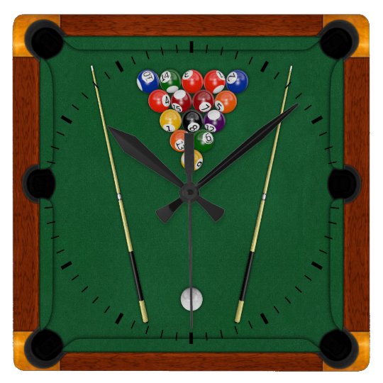 Billiards Square Wall Clock | Zazzle.com