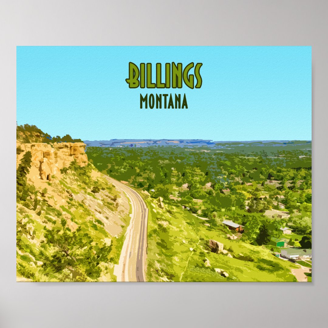 Billings Montana Rim Rocks Vintage Poster | Zazzle