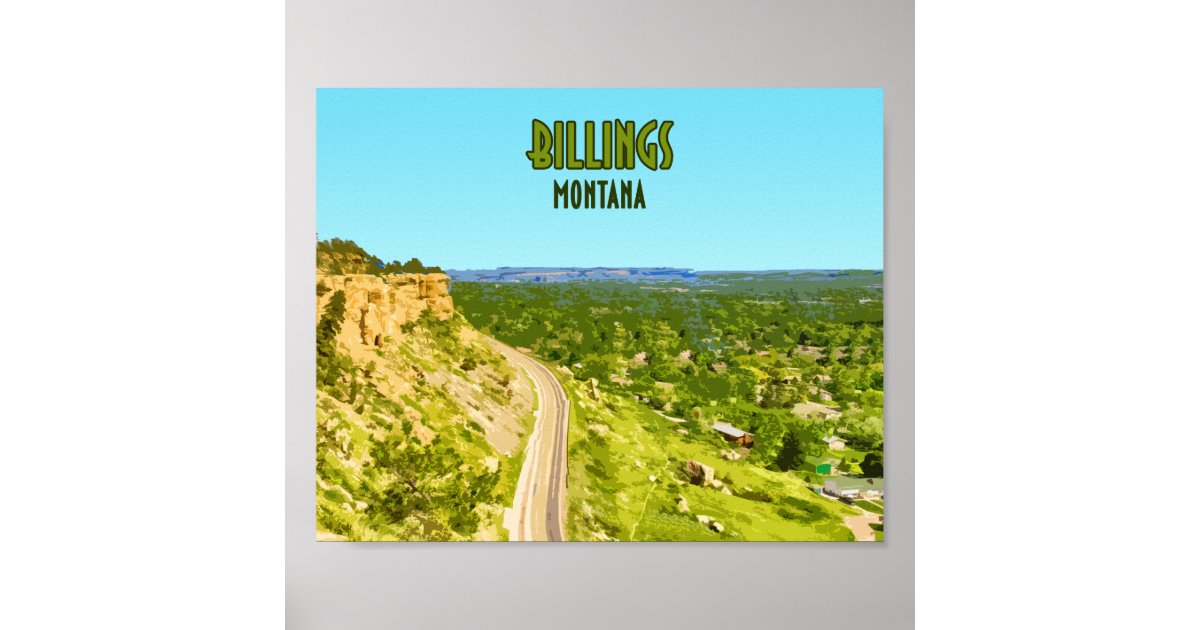 Billings Montana Rim Rocks Vintage Poster | Zazzle