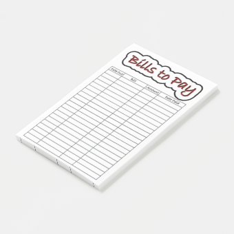 Bills to Pay Post-it Notes | Zazzle