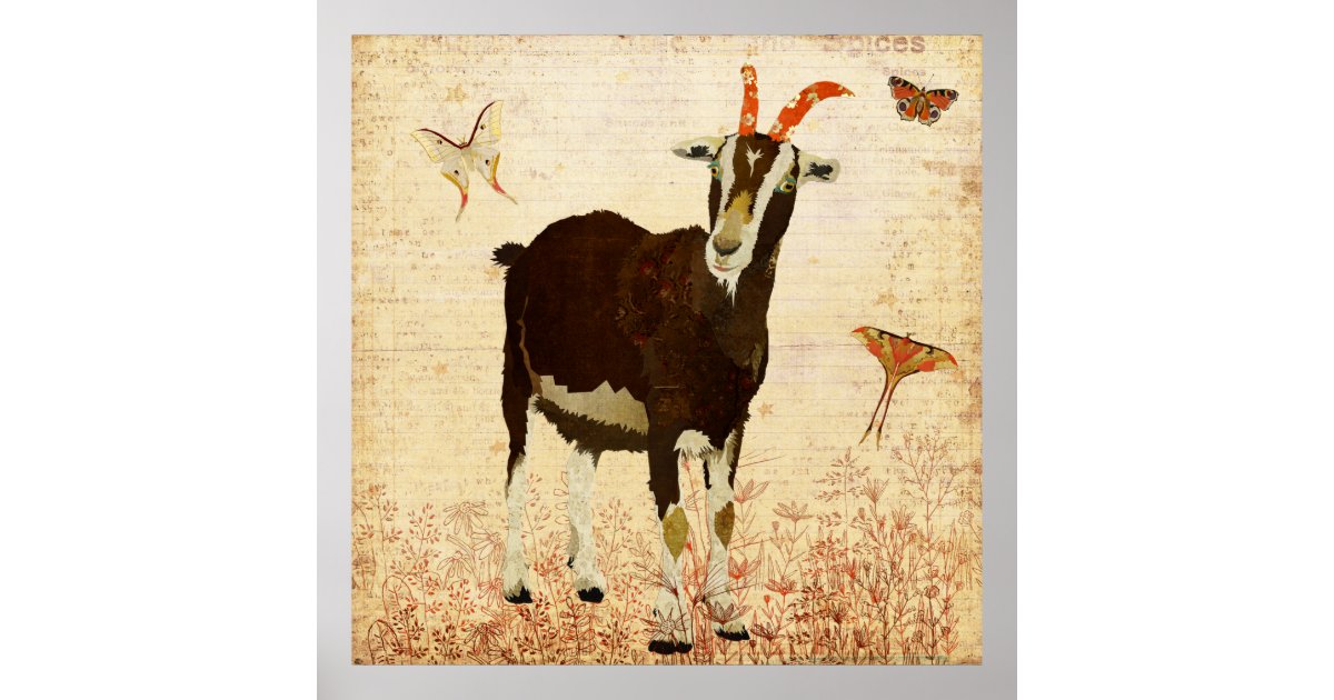 Billy Goat & Butterflies Poster | Zazzle
