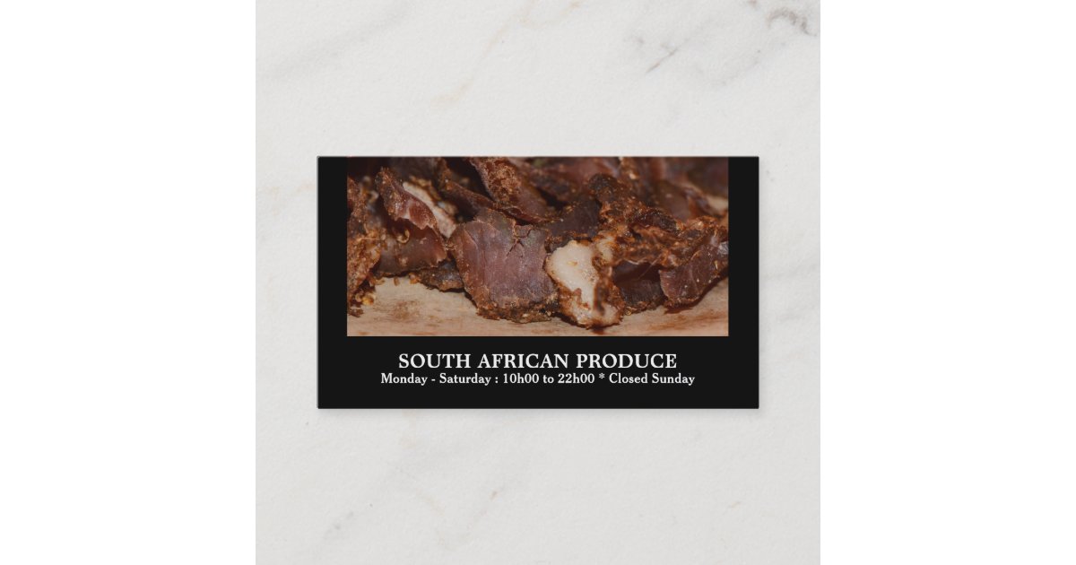 Biltong South African business Business Card | Zazzle