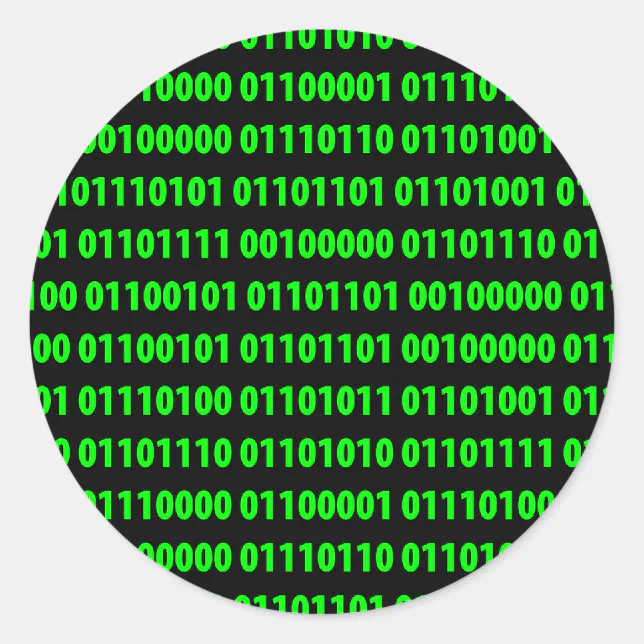 Binary Classic Round Sticker | Zazzle