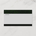 Binary Code Computer Green Business Card | Zazzle