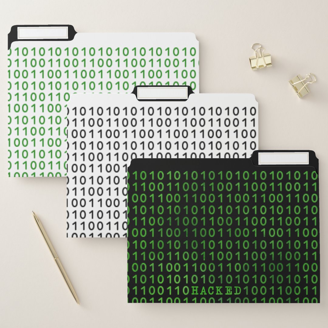 Binary Code Computer On Off Set File Folder | Zazzle