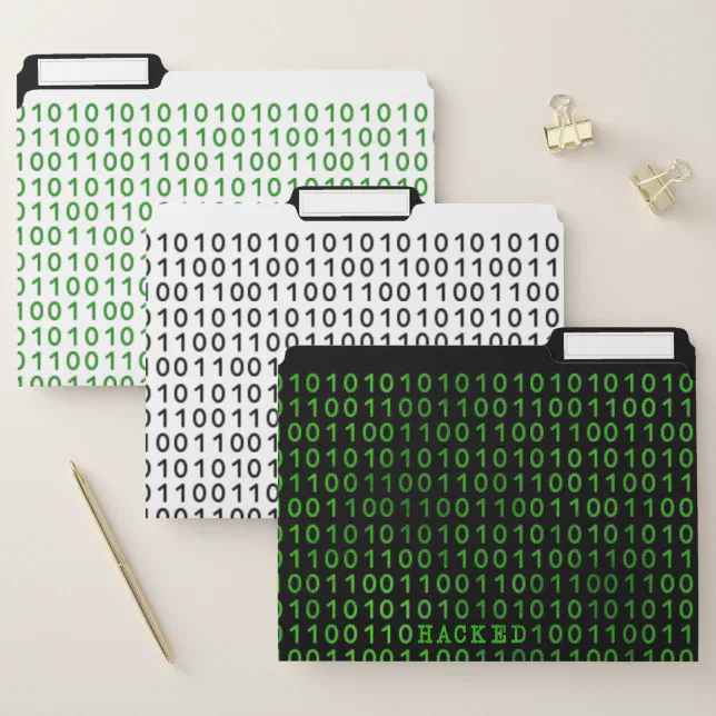 Binary Code Computer On Off Set File Folder | Zazzle