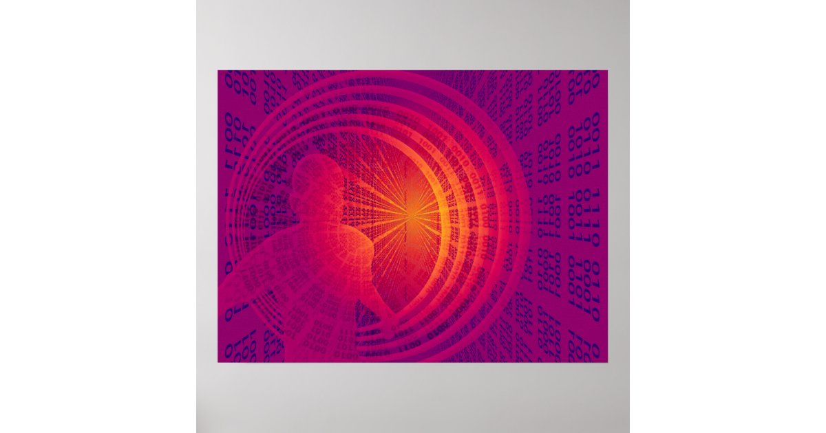 Binary Code Hi-Tech Abstract Design Poster | Zazzle