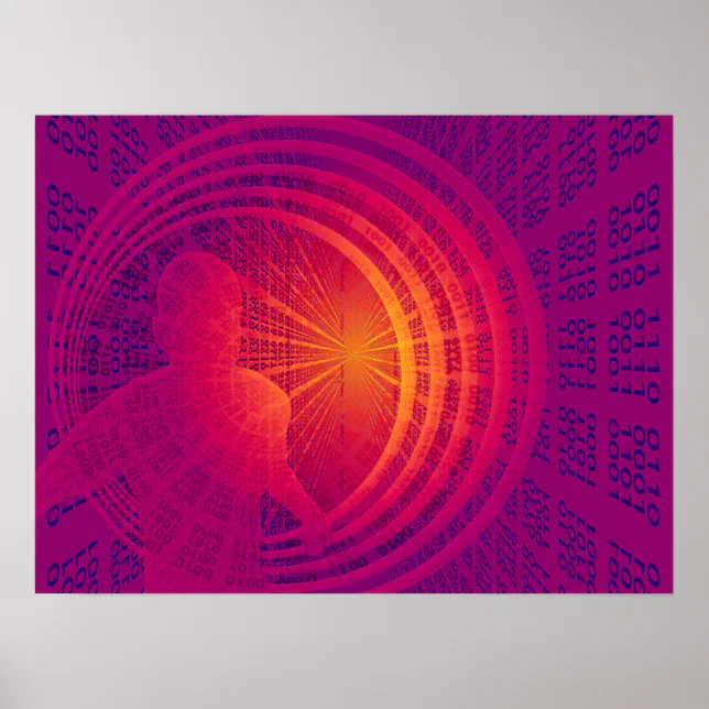 Binary Code Hi-Tech Abstract Design Poster | Zazzle