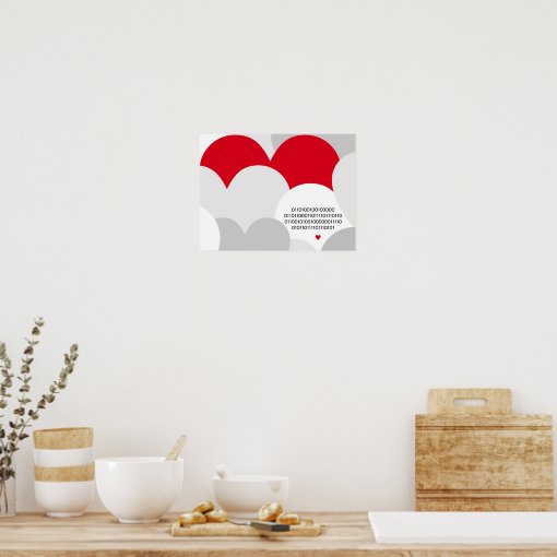 Binary code I love you poster Geek heart | Zazzle