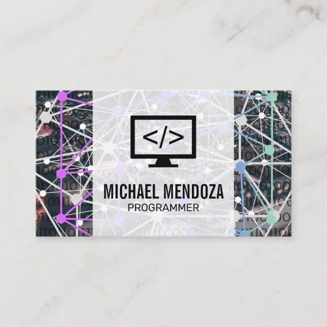 Binary Code Network Tech Business Card Zazzle