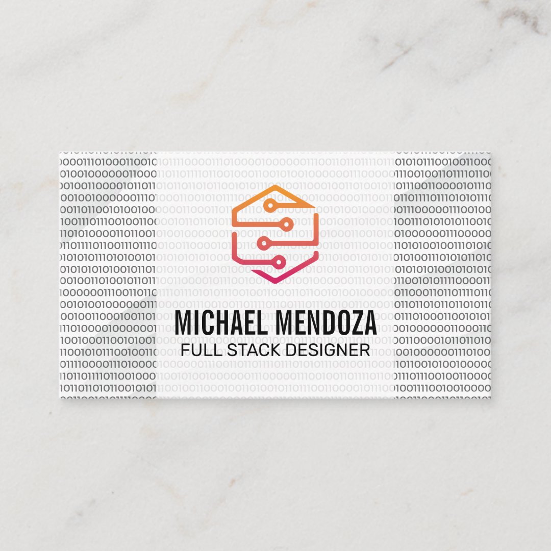 Binary Code | Programming Tech Logo Business Card | Zazzle